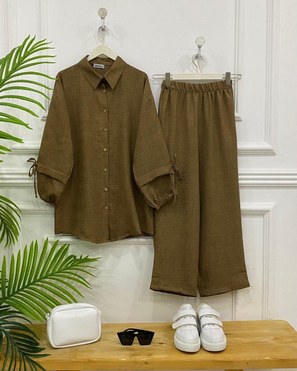 Wayle İkili Takım kahve yeni sezon tesettür giyim